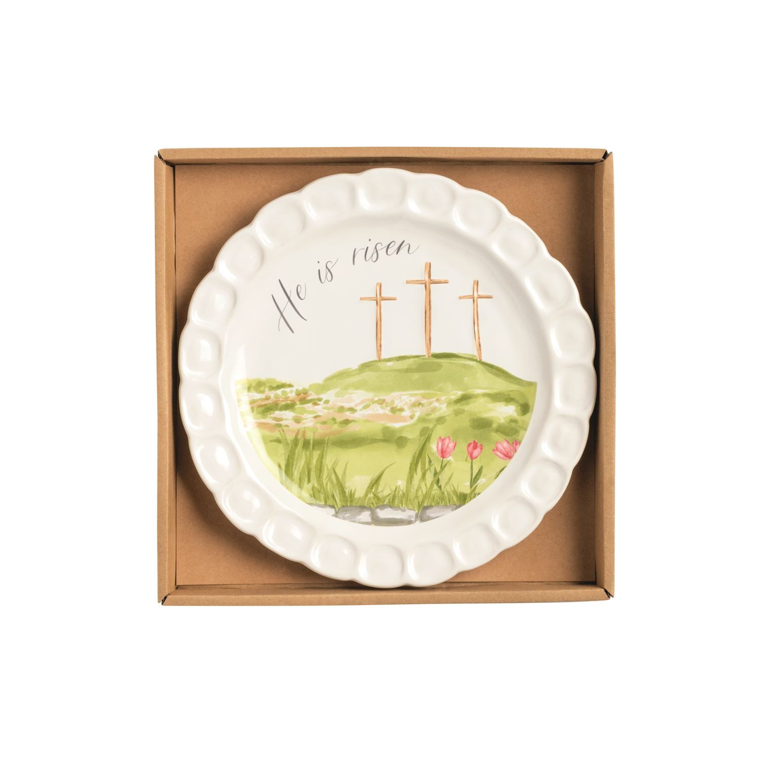 He Is Risen Cross Plate – Accents Home & Gifts